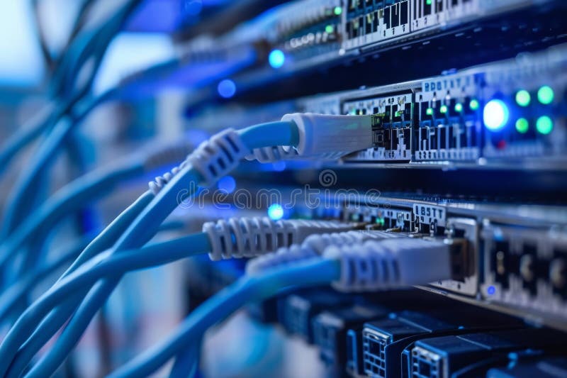 Multiple Wires Connected To a Server, Forming a Complex Network ...