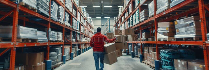 Multiple Workers are Actively Moving Boxes and Pallets Throughout a ...