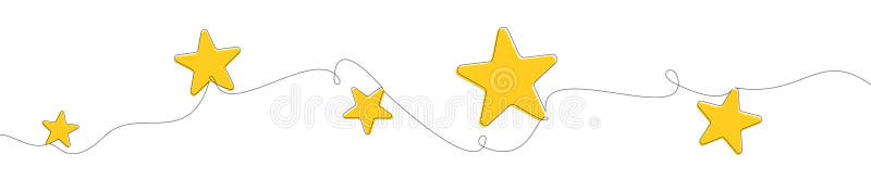 Multiple Yellow Stars with Flowing Line Vector Illustration Stock ...
