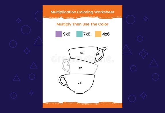 Multiplication Coloring Worksheet with the Image. Color by Numbers Math ...