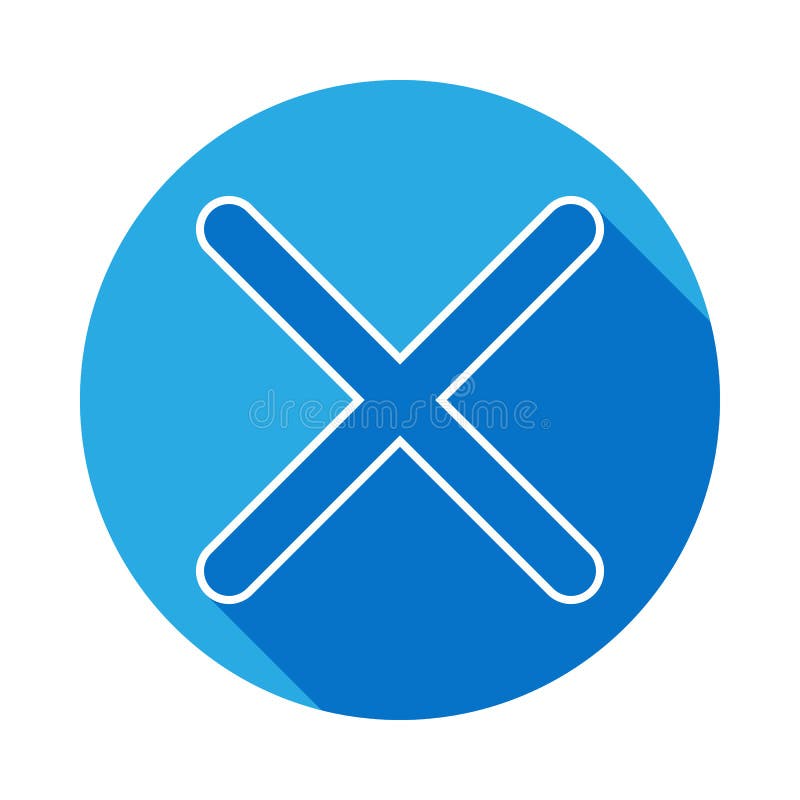 Multiplication Sign Icon with Long Shadow. Thin Line Icon for Website ...