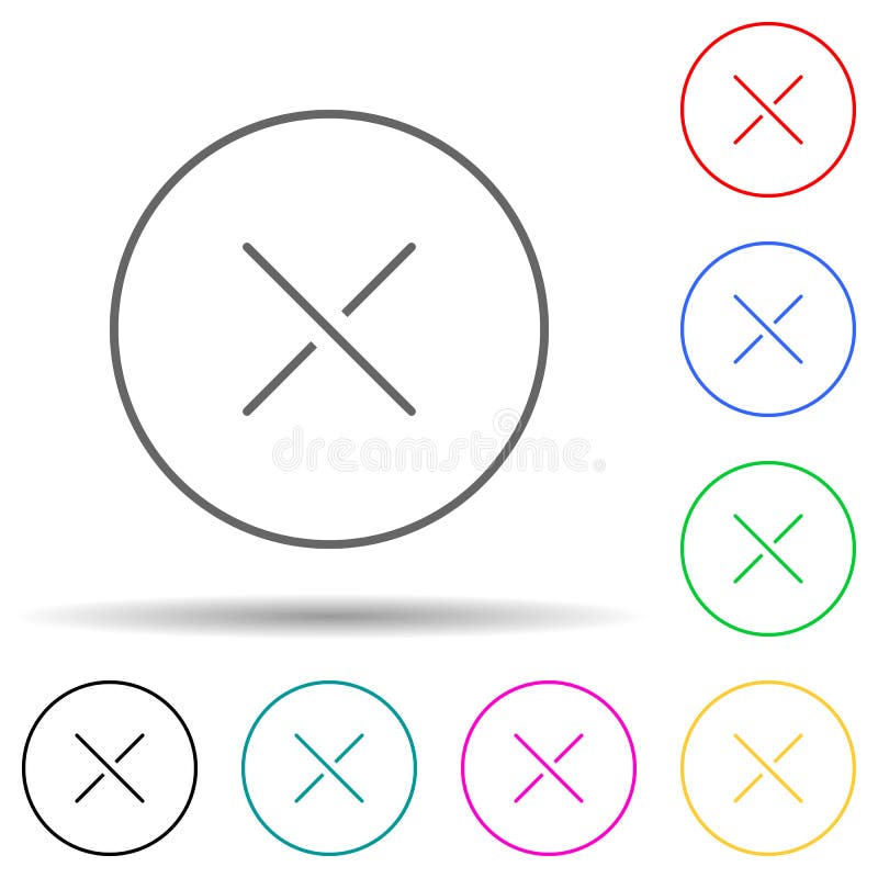 Multiplication Sign Multi Color Set Icon. Simple Thin Line, Outline ...