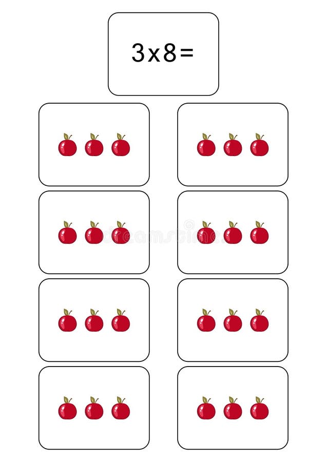 Multiplication Table of 4. Maths Card with an Example, Drawing ...