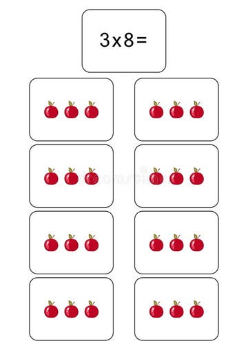 Multiplication Table of 3. Maths Card with an Example, Drawing ...