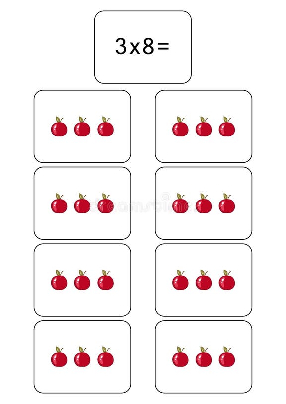Multiplication Table of 3. Maths Card with an Example, Drawing ...