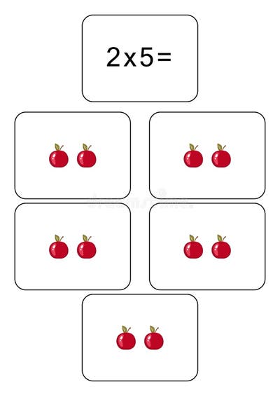 Multiplication Table of 2. Maths Card with an Example, Drawing ...