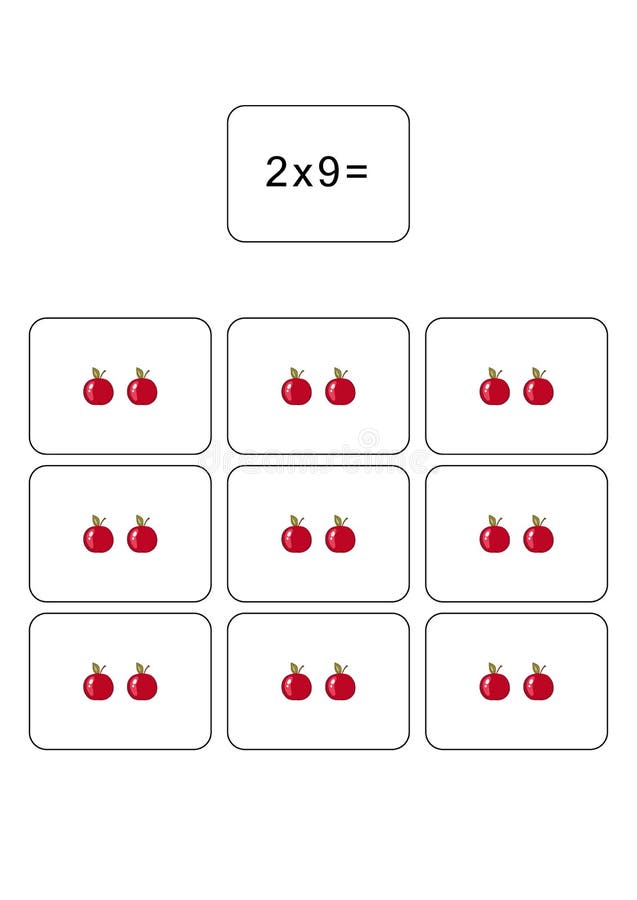 Multiplication Table of 2. Maths Card with an Example, Drawing ...