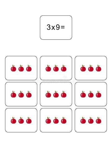 Multiplication Table of 3. Maths Card with an Example, Drawing ...