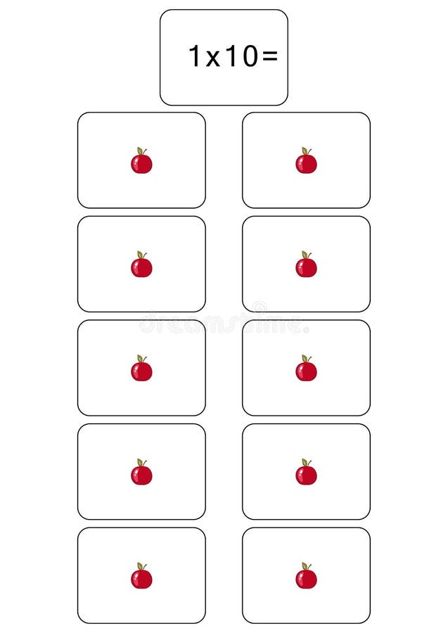 Multiplication Table of 1. Maths Card with an Example, Drawing ...