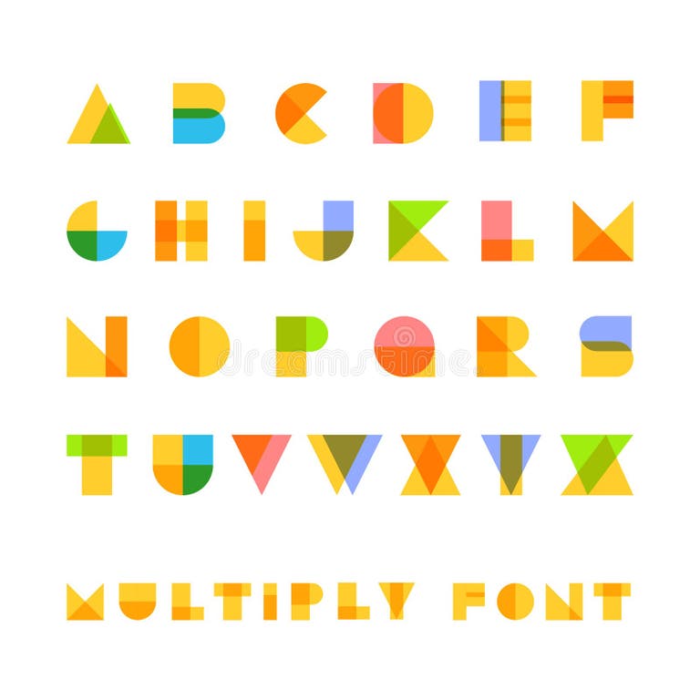 Multiply Geometric Elements Letters Stock Vector - Illustration of sign ...