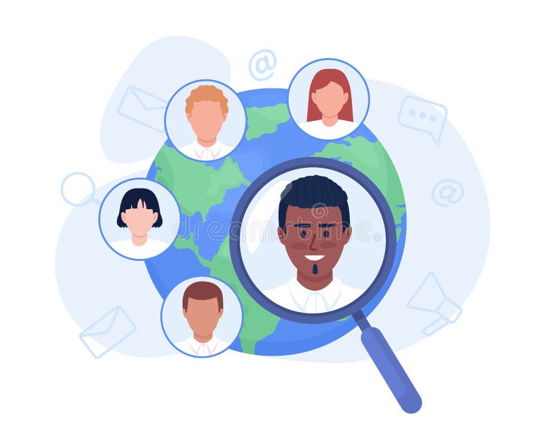 Multiplying Glass with Map Flat Concept Vector Illustration Stock ...