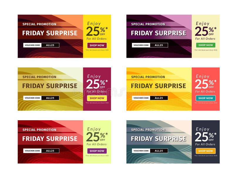 Multipurpose Banner Design in 6 Different Color Themes. Stock Vector ...