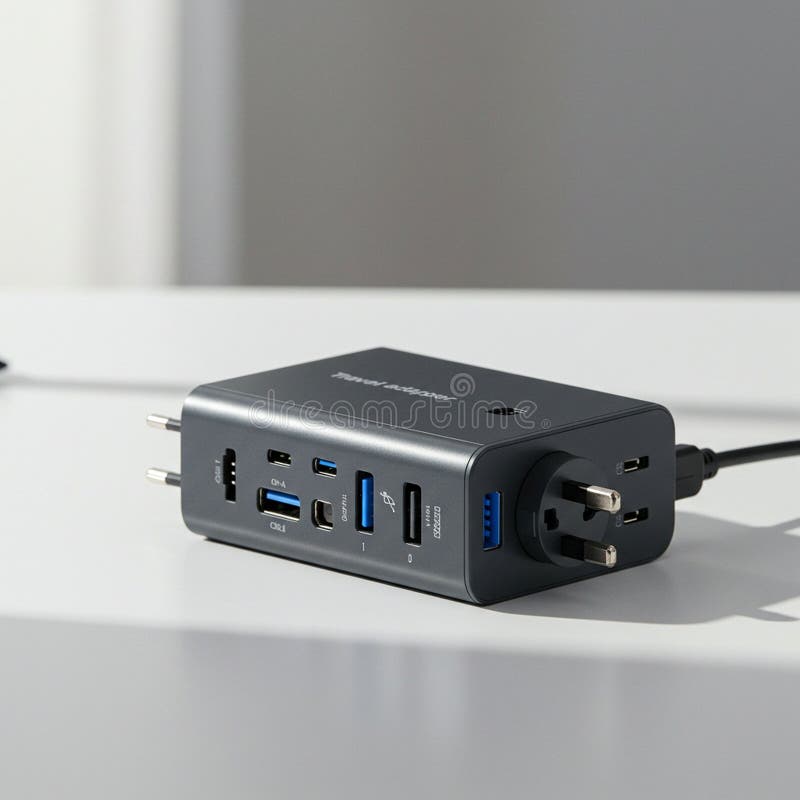 A Multipurpose Charging Hub in Gray, Designed for Varied Connectivity ...