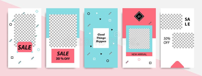 Pink and Blue Minimal Geometric Instagram Layout Banner Template Stock ...