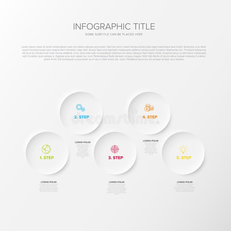 Five Circle Infographics Vector Template in Green Color Stock Vector ...