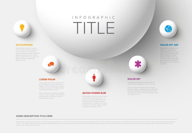 Multipurpose Infographic Template with Five Elements Around Big Sphere ...