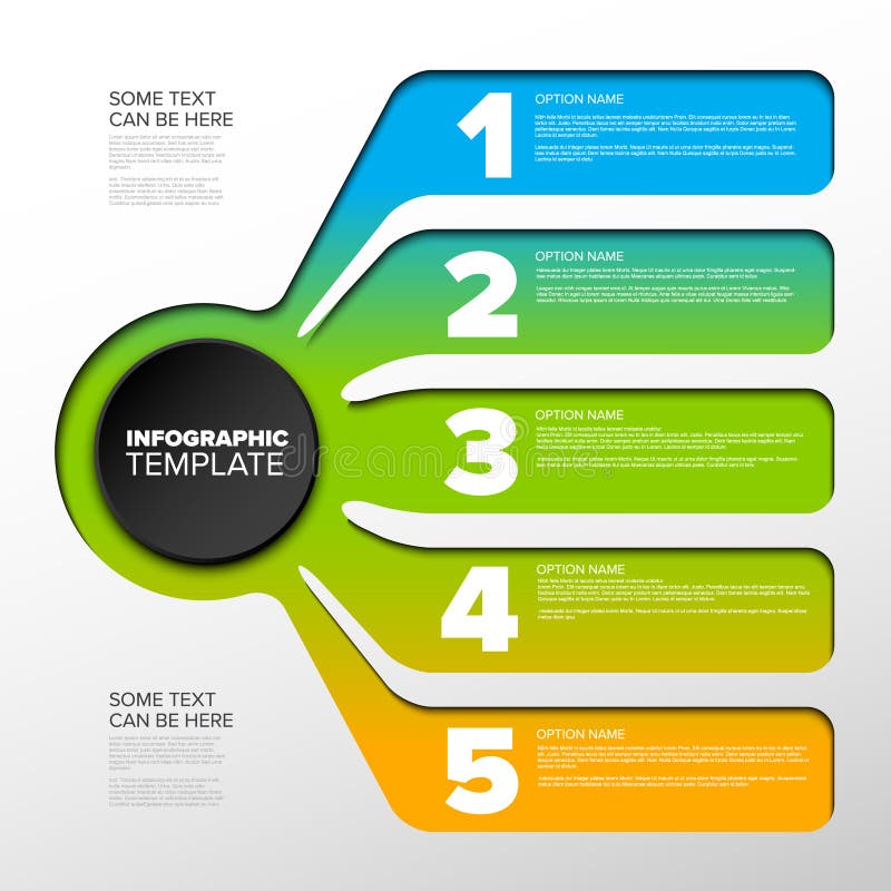 Light Five Circle Steps Template with White Cards Colorful Tabs Icons ...