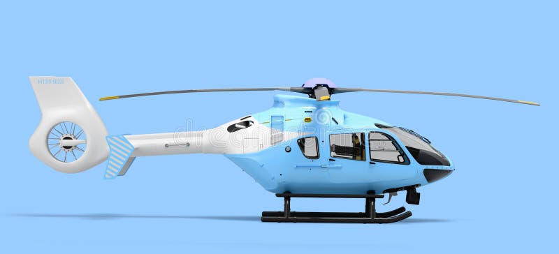 Multipurpose Passenger Helicopter for Air Transportation Right View 3d ...