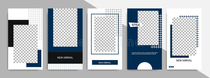 Blue Geometric Instagram Layout Banner Template Bundle Stock Vector ...