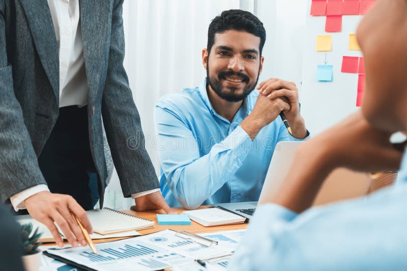 Multiracial Analyst Team Use BI Dashboard for Data Analysis with Laptop ...