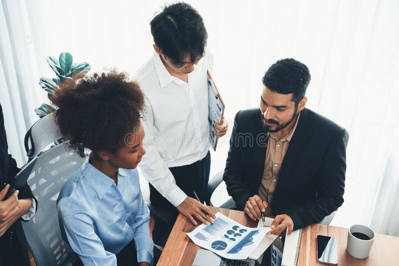Multiracial Analyst Team Use BI Dashboard for Data Analysis. Concord ...