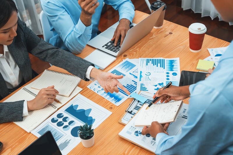 Multiracial Analyst Team Use BI Dashboard for Data Analysis with Laptop ...