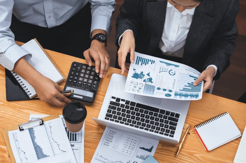 Multiracial Analyst Team Use BI Dashboard for Data Analysis. Concord ...