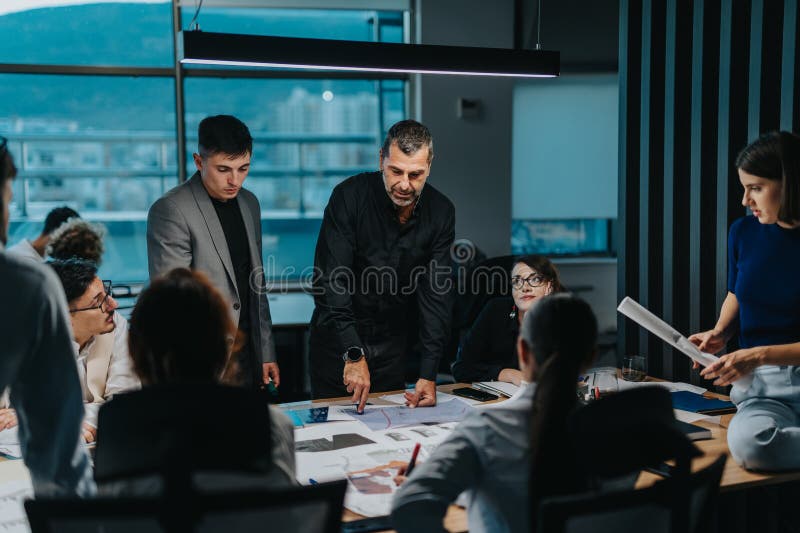 Multiracial Business Colleagues Gather Around a Table, Brainstorming ...