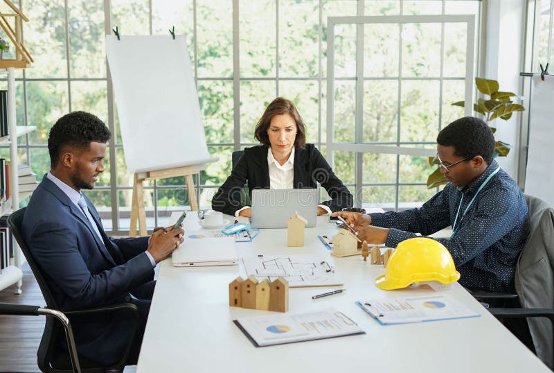 Multiracial Business Engineering Teamwork Using Technology Smartphone ...