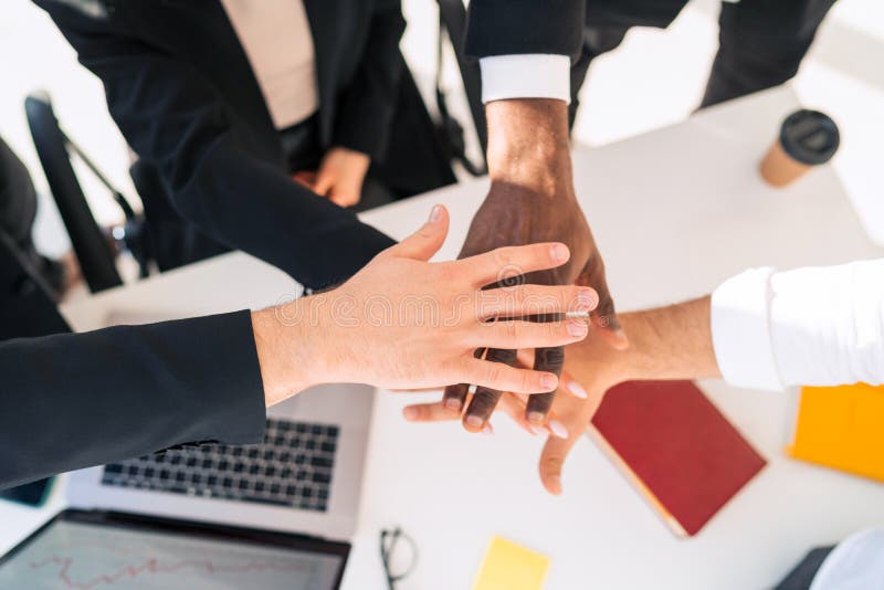 Multiracial Business People Staking Hand Together. Stock Image - Image ...