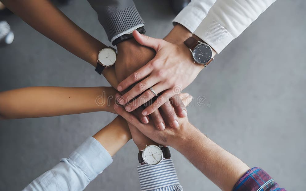 Multiracial Business Team Showing Unity with a Hand Stack Stock ...