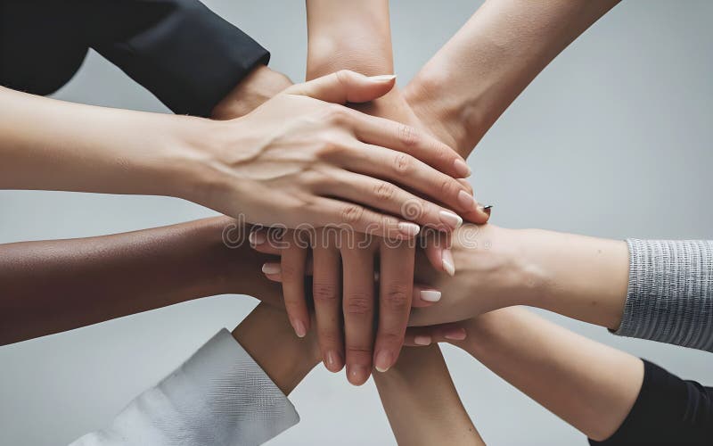 Multiracial Business Team Showing Unity with a Hand Stack Stock ...