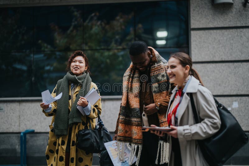 Multiracial Colleagues Engaging in an Enjoyable Outdoor Brainstorming ...