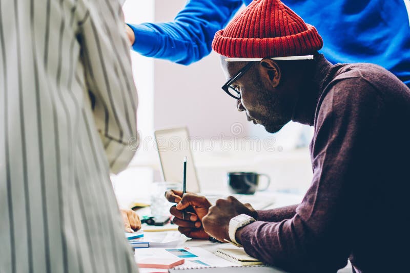 Multiracial Crew of Skilled Clever Students Cooperating on Project and ...