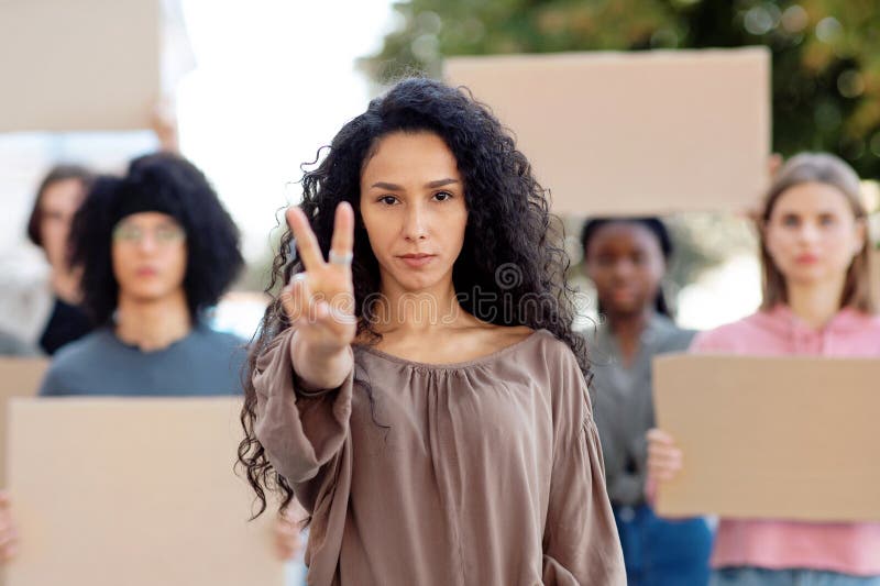 Multiracial Group of Demonstrators Fighting for Peace in the World ...