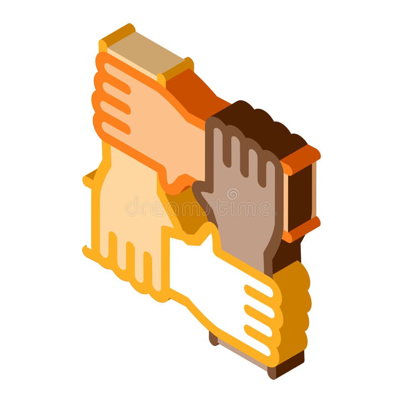 Multiracial Group Hands Holding Isometric Icon Vector Illustration ...