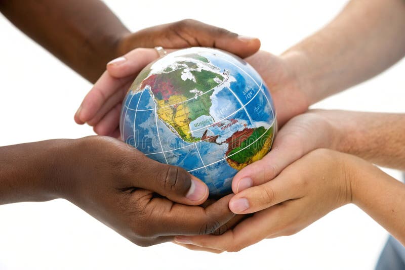 Multiracial Hands Around the Earth Globe Stock Illustration ...
