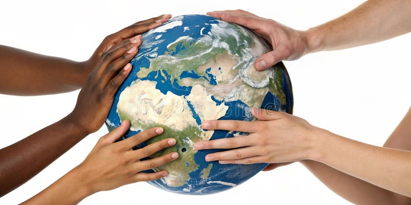 Multiracial Hands Around the Earth Globe Stock Illustration ...