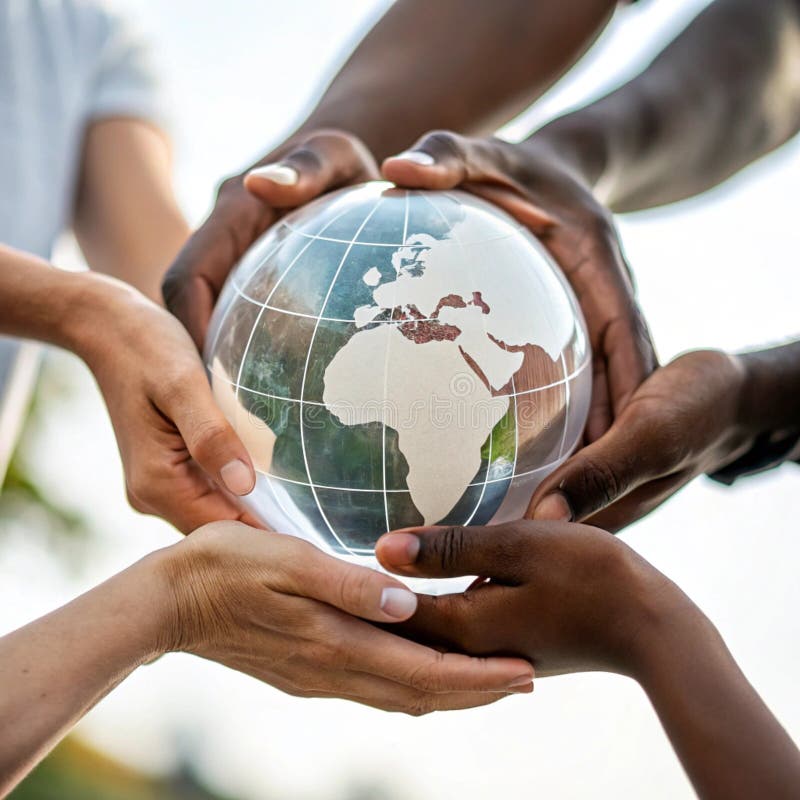 Multiracial Hands Around the Earth Globe Stock Illustration ...