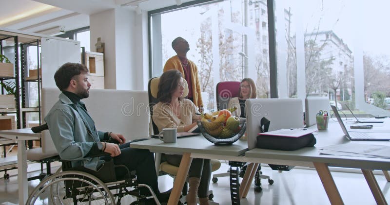 Multiracial, Inclusive Group of Employees in a Modern Office Discussing ...