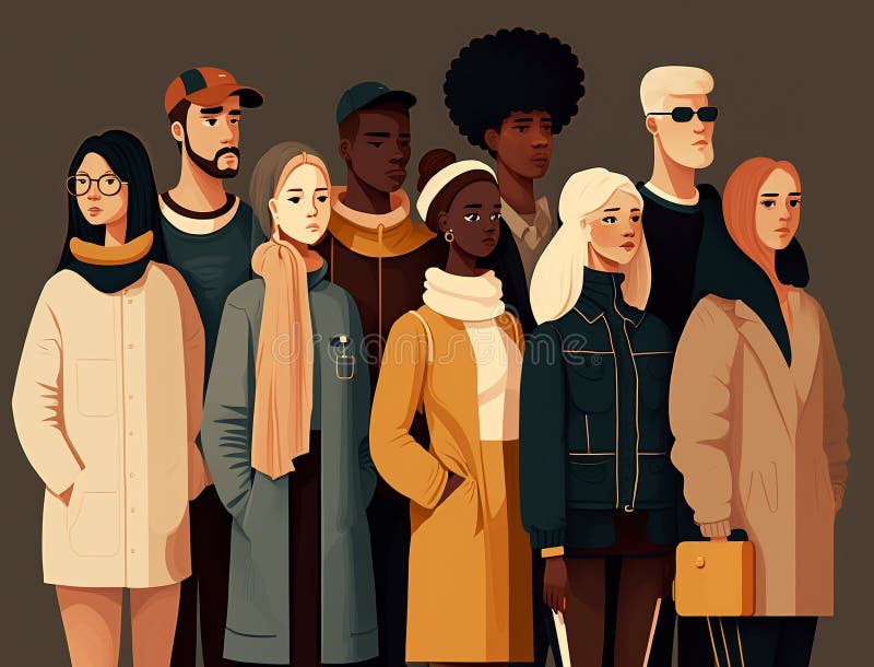 Multiracial People Community Standing Together Flat Illustration ... Multiracial People Community Standing Together Flat Illustration ...