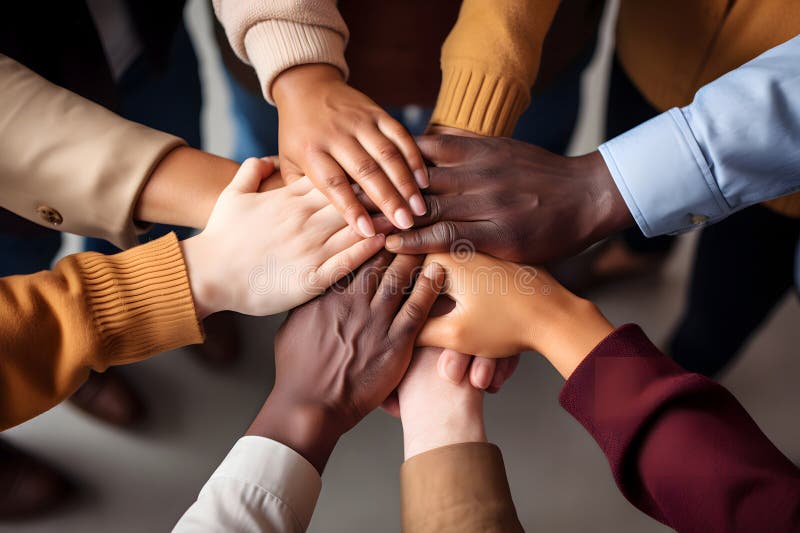Multiracial People Putting Hand Together As a Team Stock Illustration ...