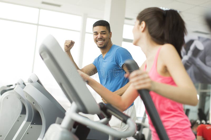 Multiracial People Training in the Gym Stock Image - Image of machine ...