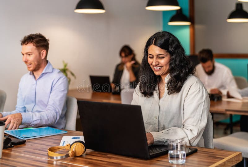 Multiracial People Working Inside Coworking Creative Space Stock Image ...