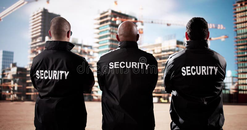 Multiracial Security Guards Ensure Building Construction Safety Stock ...
