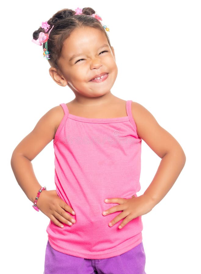 Multiracial Small Girl with a Funny Expression Stock Image - Image of ...