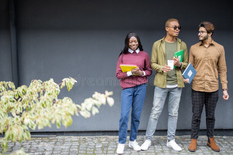 Multiracial Students Stand and Look at Camera Stock Photo - Image of ...