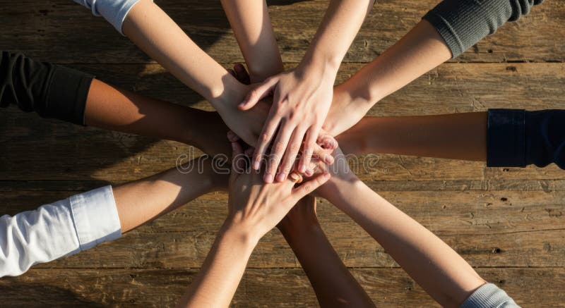 Multiracial Teamwork â€ Diverse Group of Hands Stacked Together on ...