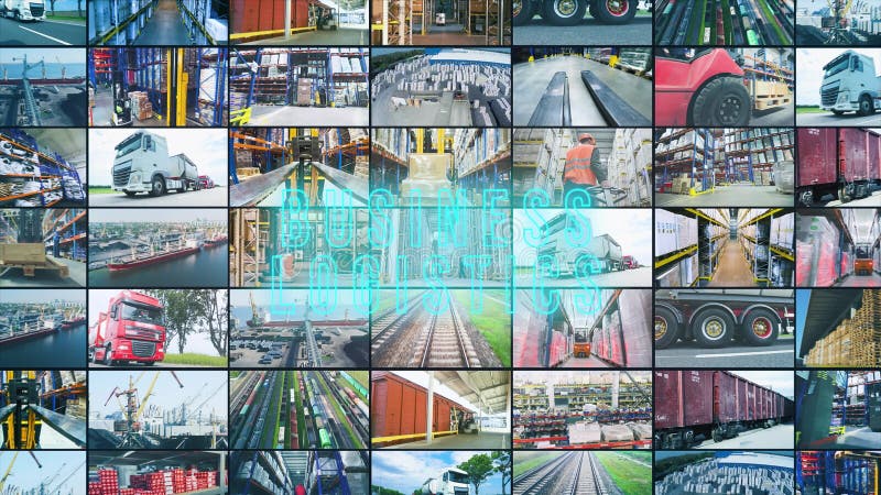 Multiscreen Collage Modern Warehouse. Business Logistics Multiscreen ...