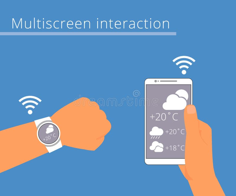Multiscreen Interaction. Synchronization of Smart Stock Vector ...